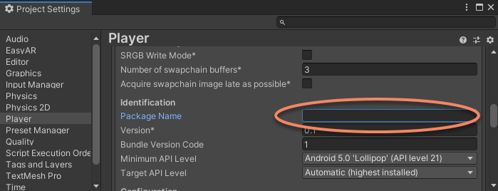 Android Project Configuration — EasyAR Sense Unity Plugin 4.6.0 documentation